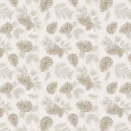 Wildlife Trail 82661-227 Cream Pinecones & Sprigs - Pohlar Fabrics